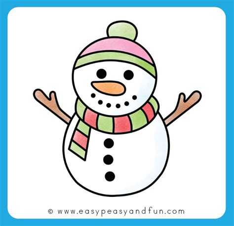 Cute Snowman Drawing Easy With Colour