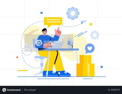 male call center agent solving customer queries illustration free