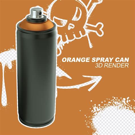 Premium Psd Orange Spray Can Tilted Right For Design Composition