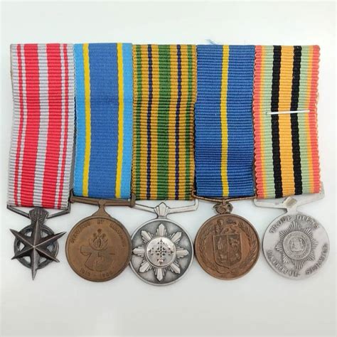 Sadf And Sandf Mounted Group Of 5 Miniature South African Police Sap
