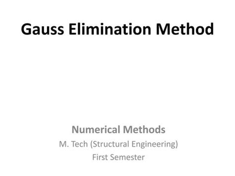 gauss jordan and guass elimination method ppt