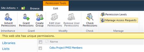 Enabling The Access Request Feature SharePoint 2010 For Project