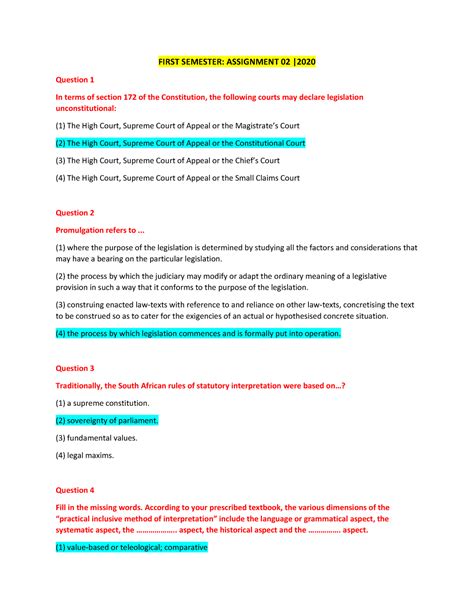 Mcq Answers Ios 2601 First Semester Assignment 02 Question 1 In