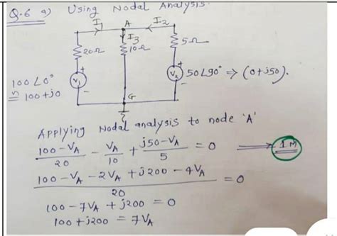 Q6 A Using Nodal Analysis 96 100∠0∘100j0 Applying Nodal Analysis