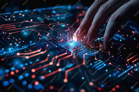 Premium Photo Digital Lock Hand Touching Security Icon