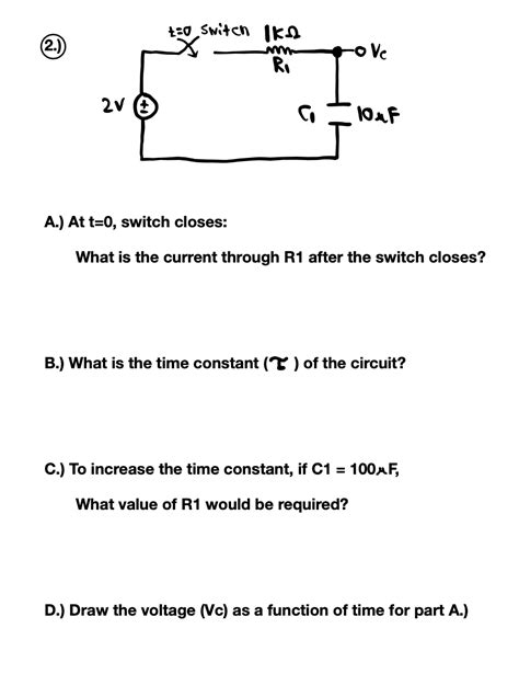 2 A At T 0 Switch Closes What Is The Current
