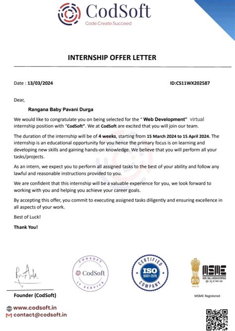 Pavani Durga Rangana On Linkedin Codsoft Softwaredevelopment Internship