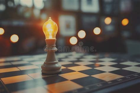 Light Bulb On Chess Board Generative Ai Stock Illustration Illustration Of Creativity Move