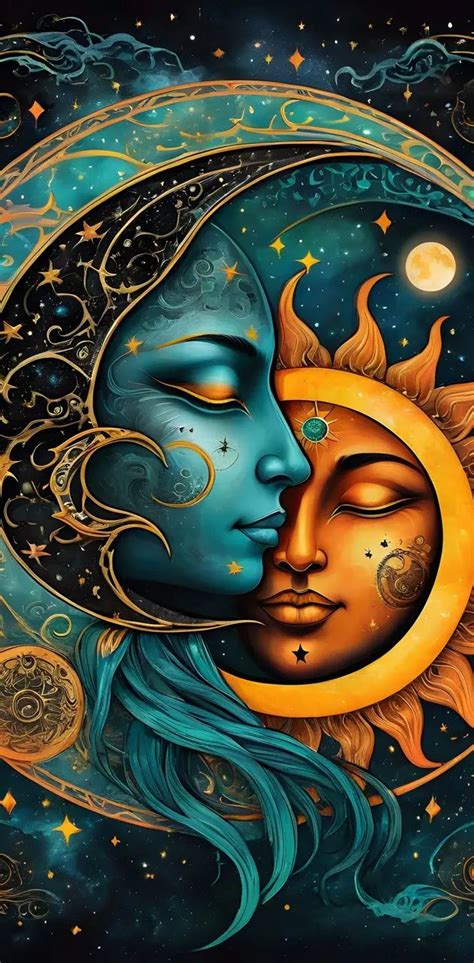 Moon And Sun Together Wallpaper