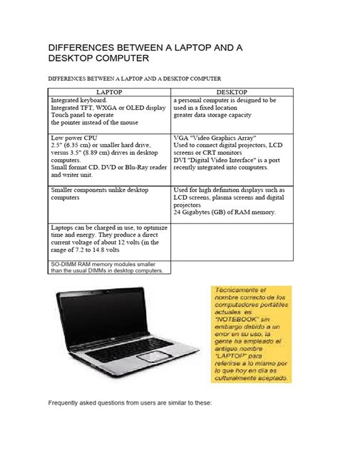 Differences Between A Laptop And A Desktop Computer Pdf