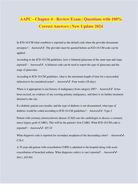 Aapc Chapter 4 Review Exam Questions With 100 Correct Answers New Update 2024 Aapc