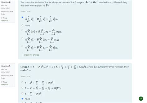 Solved The Normal Equation Of The Least Square Curve Of The Chegg Com