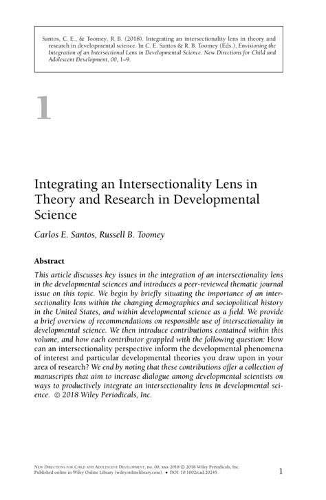 Pdf Integrating An Intersectionality Lens In Theory And Research In