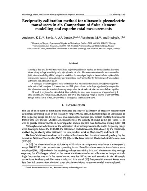 Pdf Reciprocity Calibration Method For Ultrasonic Piezoelectric