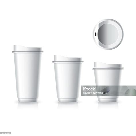 대형 중소형 모형 템플릿에 상단 보기 흰색 뚜껑이 있는 흰색 뚜껑이 있는 흰색 종이 플라스틱 커피 티 컵 0명에 대한 스톡 벡터 아트 및 기타 이미지 Istock