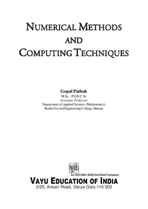 download numerical method computing technique pdf online by gopal
