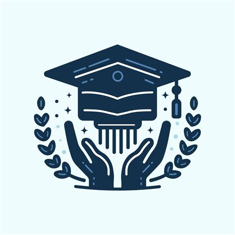 Graduation Logo With Laurel Wreath Hands And Graduation Cap Elements