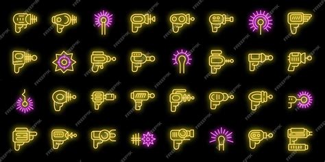 Premium Vector Laser Gun Beam Icons Set Vector Neon