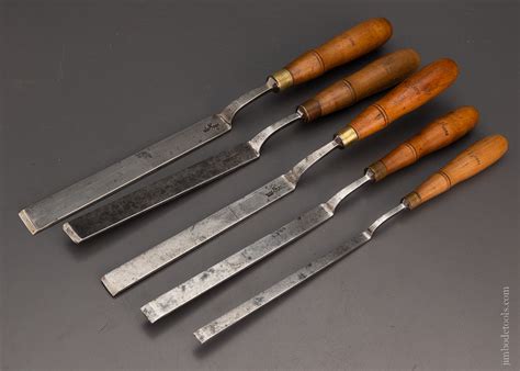 Set Of 5 Buck Bros Crank Neck Offset Paring Chisels 105520 Jim Bode Tools