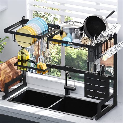 Kitsure Dish Drying Rack Adjustable And Space Saving Dish Rack295 35