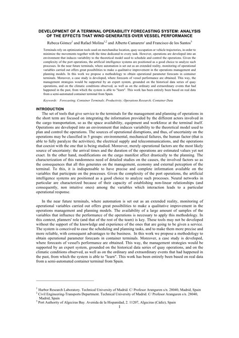 Pdf Development Of A Terminal Operability Forecasting System Analysis Of The Effects That