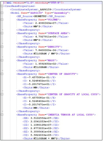 Mass Properties Report In Csv And Xml Formats