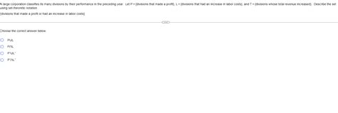 Solved Using Set Theoretic Notation Divisions That Made A