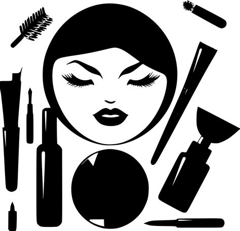 Makeup Black And White Vector Illustration 23568598 Vector Art At Vecteezy