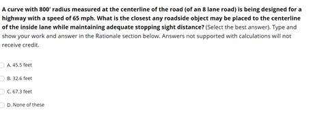 Solved A Roadway In Illinois With Design Speed Of 50 Mph Has