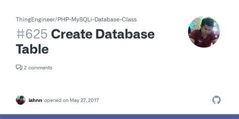 Create Database Table · Issue 625 · Thingengineerphp Mysqli Database