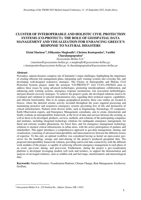 Pdf Cluster Of Interoperable And Holistic Civil Protection Systems