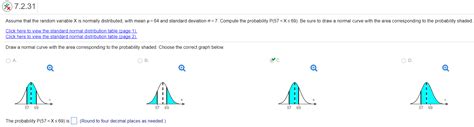 solved 7 2 31 assume that the random variable x is normally