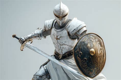 Knight In Shining Armor Prepares For Battle In A Dramatic And Dynamic