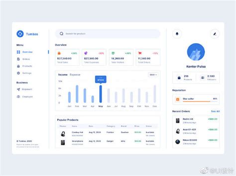网页设计 ui设计 清新的后台系统界面设计