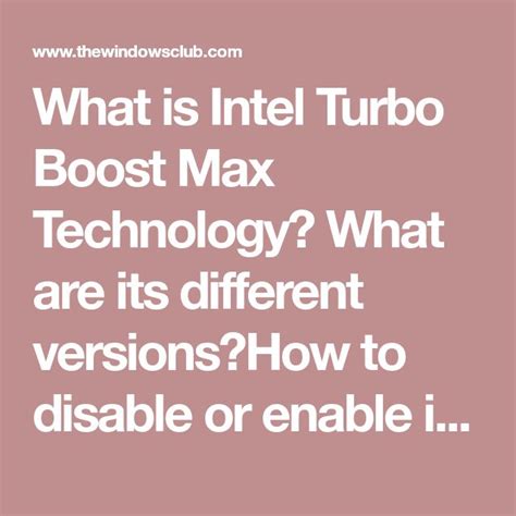 Intel Turbo Boost Max Technology Versions Enable Disable In Windows