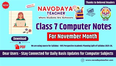 Navodaya Class 7 Computer Notes November Month Navodaya Teacher
