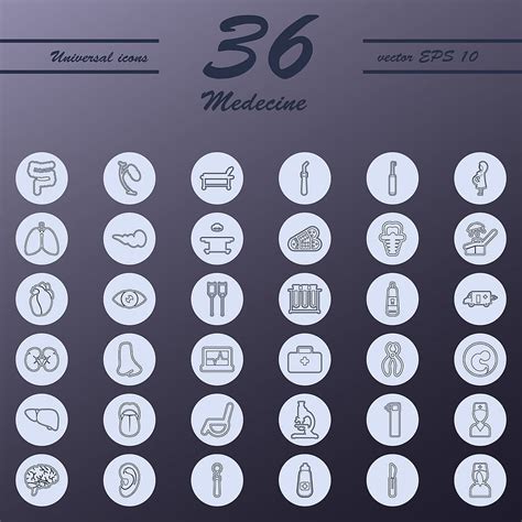 의학 및 건강 관리 얇은 아이콘 벡터 세트 Ai Eps Uidownload
