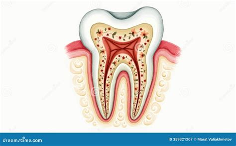 Artistic Tooth Cross Section With Beautifully Integrated Floral Patterns Royalty Free Cartoon