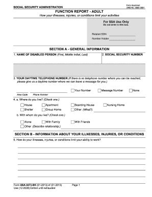 Ssa 3373 Bk Fillable Forms And Templates Fillable Printable Samples For PDF Word PDFfiller