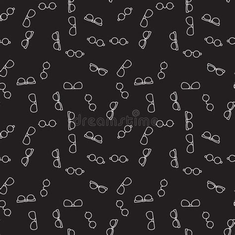 Dark Seamless Vector Outline Sunglasses Pattern Stock Vector
