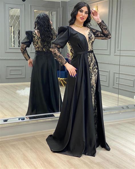 فستان سهرة طويل ستان مع دانتيل 4stylish