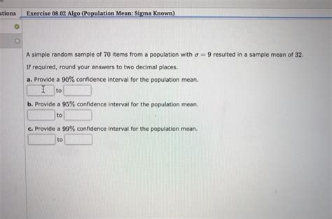 Solved Stions Exercise 08 02 Algo Population Mean Sigma