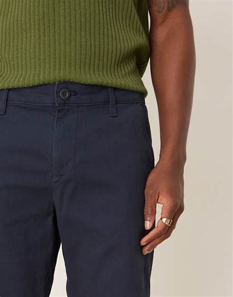 Asos Design Skinny Chino Shorts In Regular Length In Navy Asos