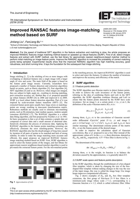 pdf improved ransac features image matching method based on surf
