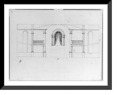 Historic Framed Print Ionic Columns Defining Ballustraded Galleries