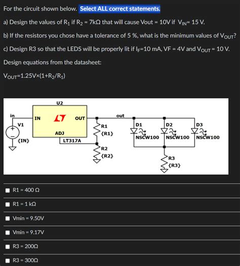 solved for the circuit shown below a design the values of