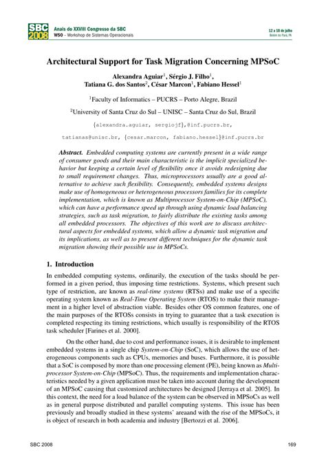 Pdf Architectural Support For Task Migration Concerning Mpsoc