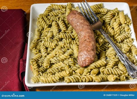 Rotini In Pesto Top With Sweet Italian Pasta Stock Image Image Of