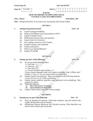 NLP Assignment These Are Important Questions Related To NLP Natural Language Processing