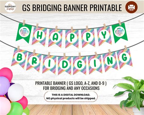 Girl Scouting Bridging Banner Printable Banting Rainbow Graduation Decor End Of Year Troop